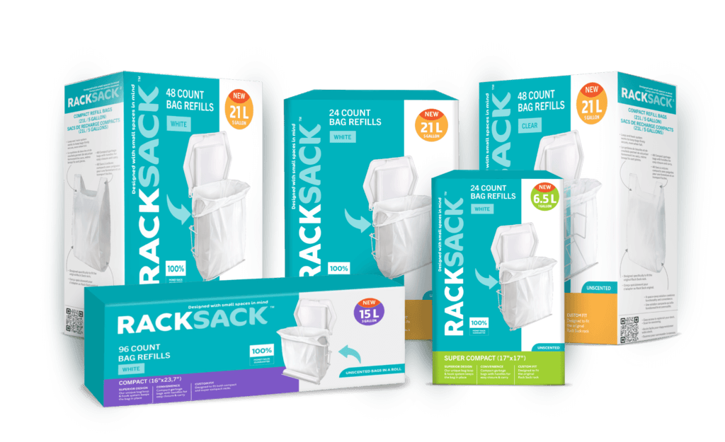 Rack Sack 5 Gallon Slim Trash Can + 5 FREE Refill Bags